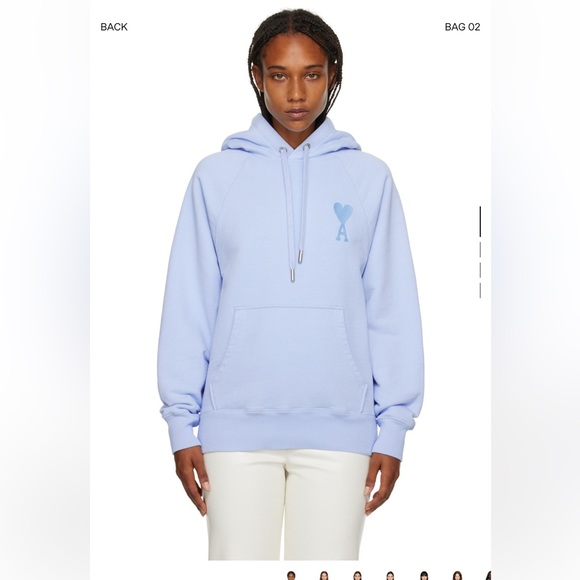 Ami Paris | Sweaters | Ami Paris Sky Blue De Coeur Hoodie | Poshmark